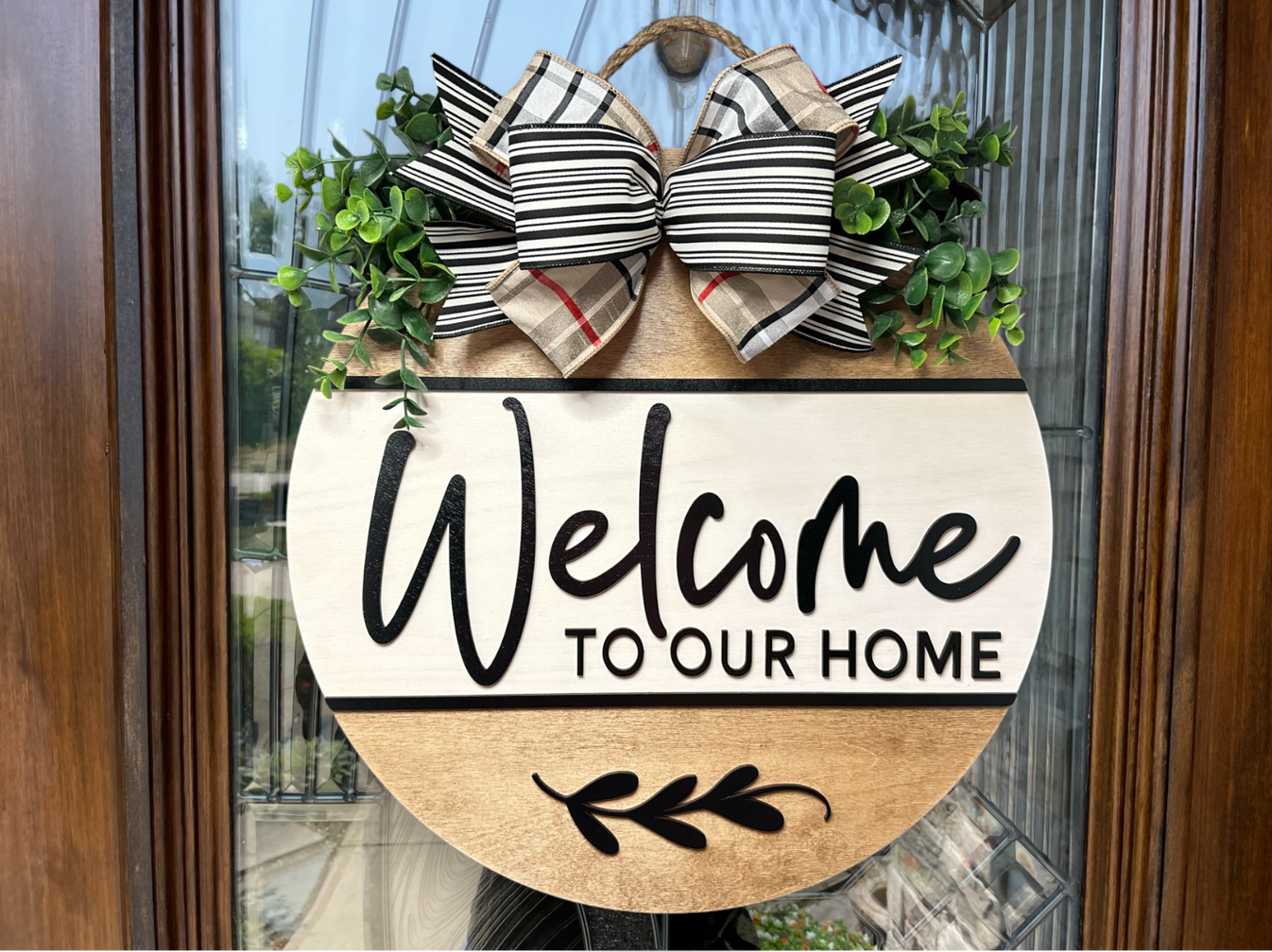 Two-Tone Welcome to Our Home Door Sign – DeluxHub