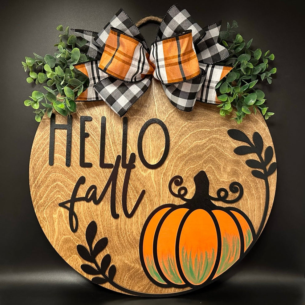 Hello Fall Pumpkin Door Sign – DeluxHub